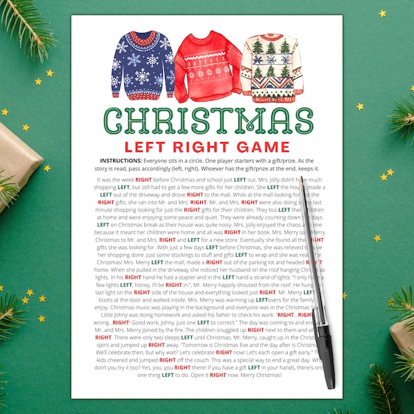 Left Right Story Game Office Party - Etsy