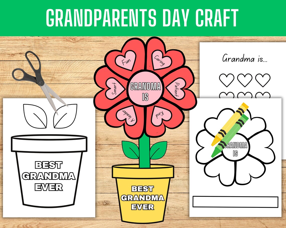 Grandparents Day Flower Craft: Grandma Gift From Grandkids (digital ...
