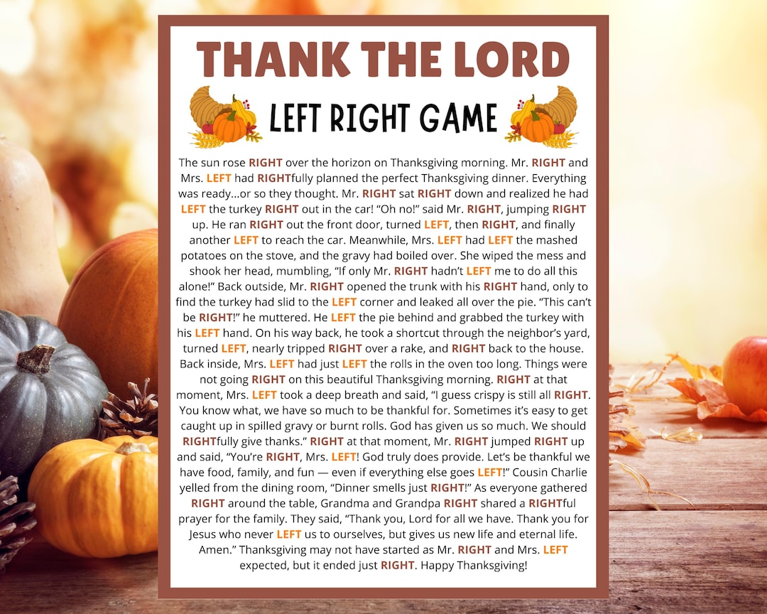 Thanksgiving Bible Left Right Game: A Thanksgiving Christian Game ...
