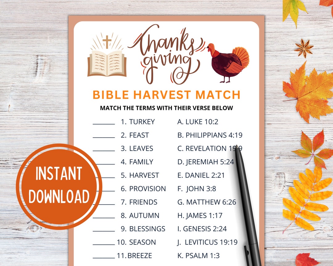Harvest Bible Match | Thanksgiving Bible Games | Thanksgiving Games ...