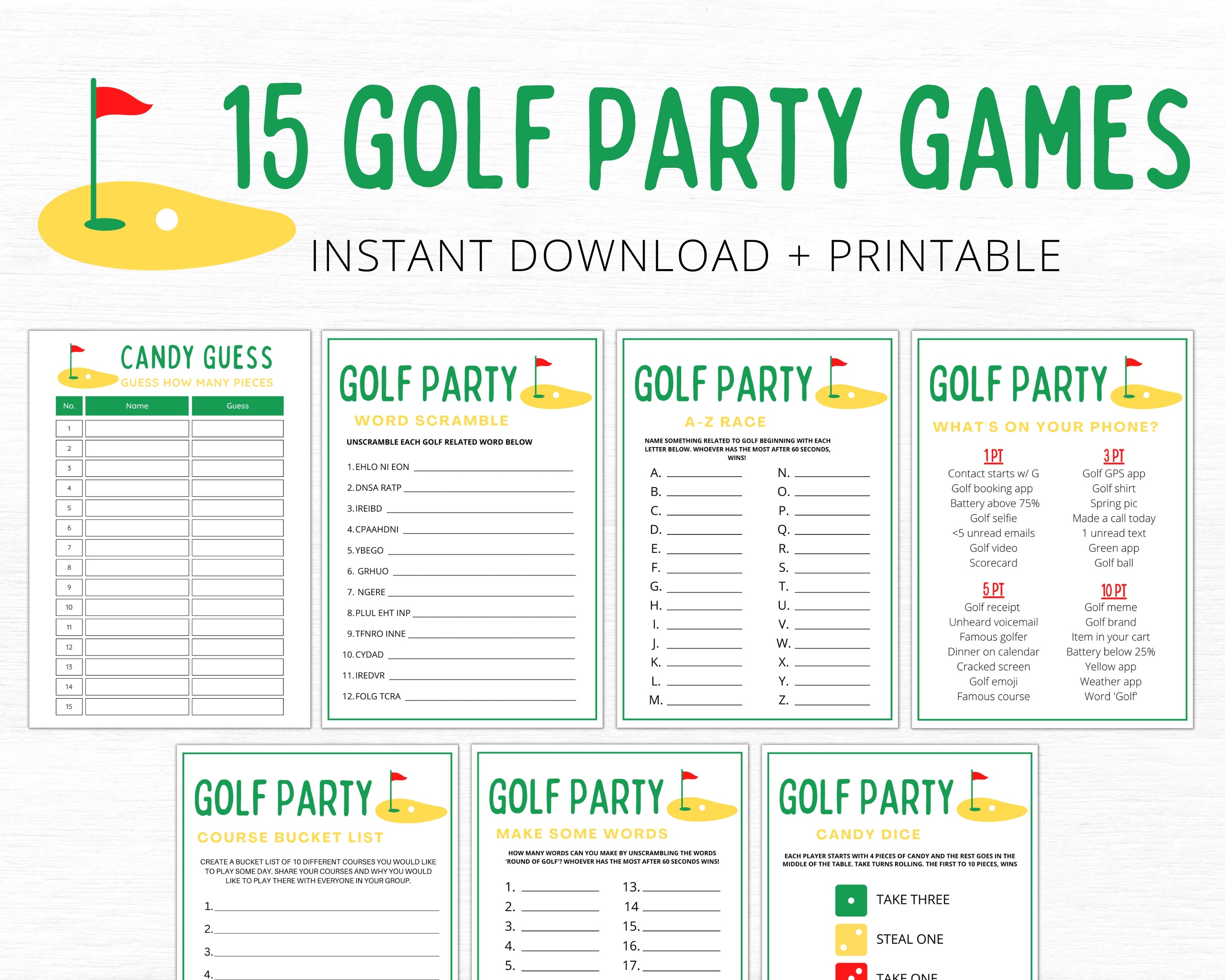 Golf Party Games | 15 Printable Activities (digital Download) - Etsy
