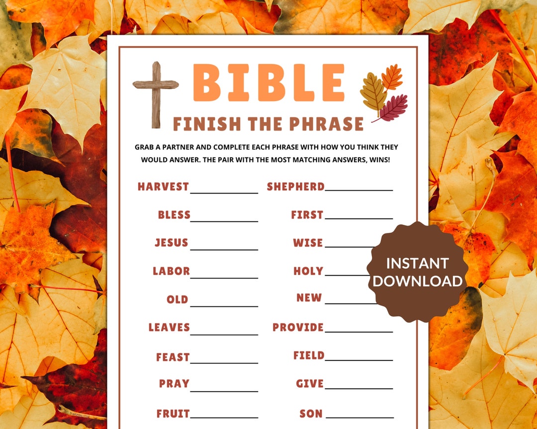 Fall Bible Game | Finis the Phrase | Bible Games | Autumn Bible Games ...