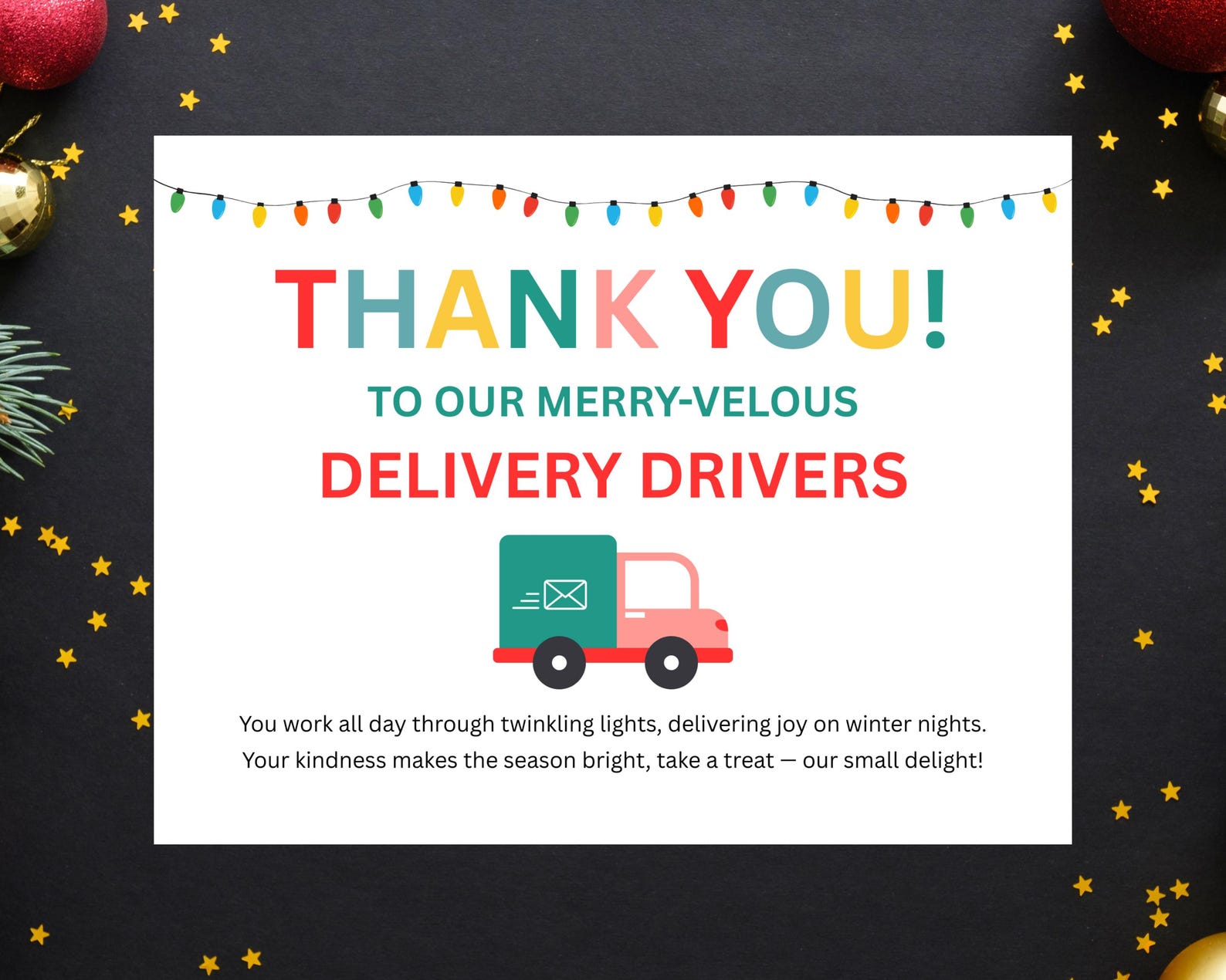 Christmas Delivery Driver Sign: 3 Holiday Thank You Snack Signs ...