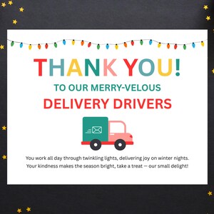 Christmas Delivery Driver Sign: 3 Holiday Thank You Snack Signs ...