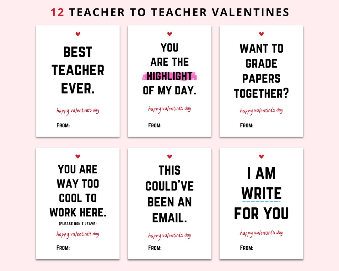 Teacher to Teacher Valentines | Teacher to Teacher Gift | Printable ...