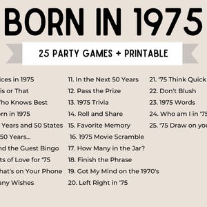 50th Birthday Games | Born in 1975 Games | Born in 1975 Birthday Games ...