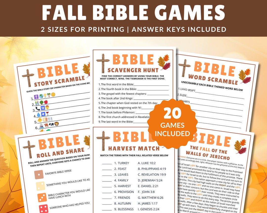 Fall Bible Game Bundle: 20 Printable Christian Games (digital Download ...