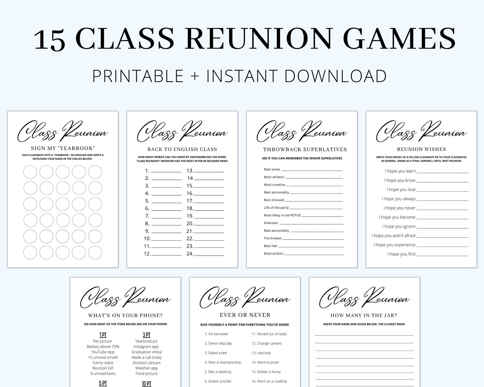 Class Reunion Games | High School Reunion Games | Class Reunion Ideas ...