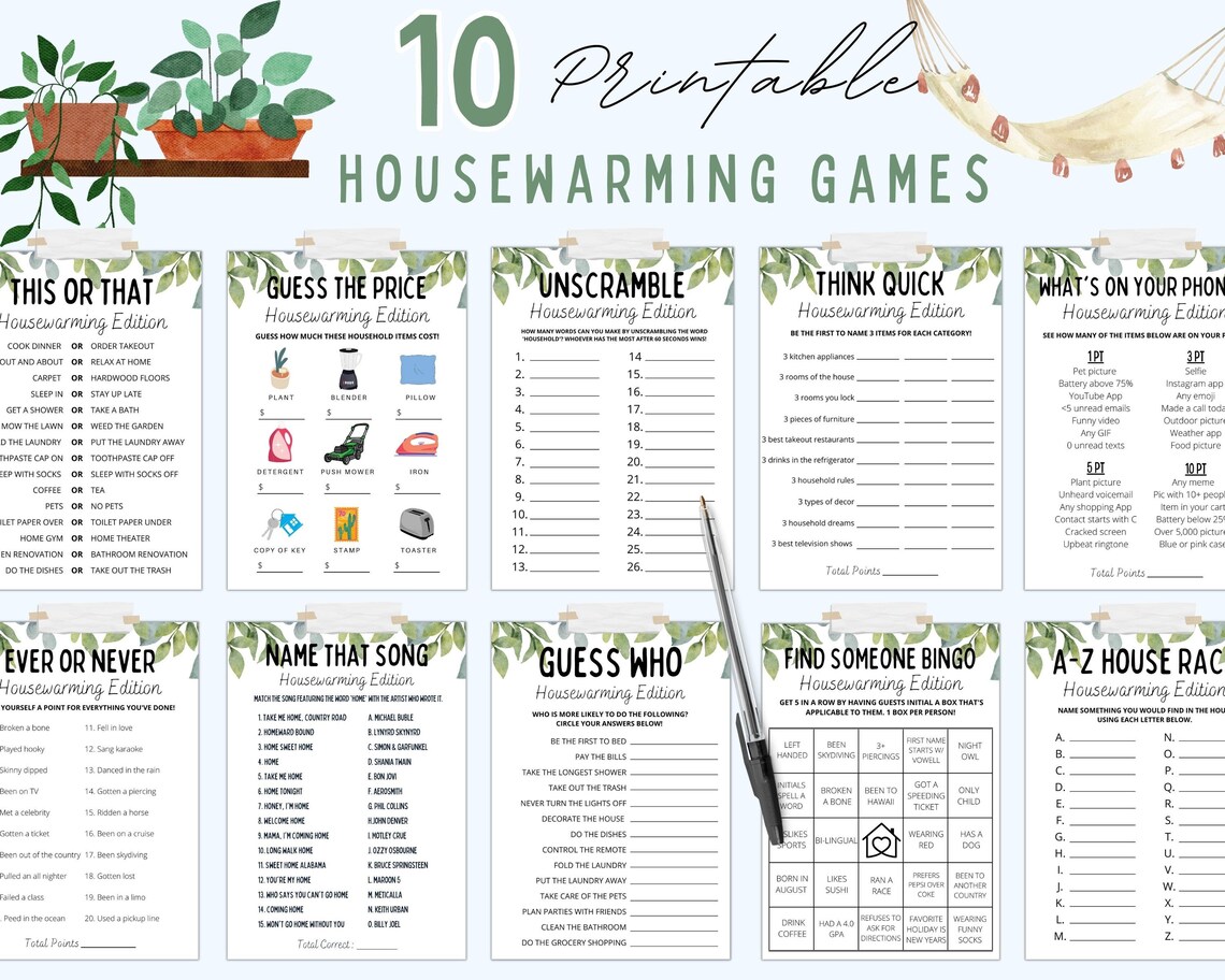 Housewarming Party Games Housewarming Games New Home Games - Etsy
