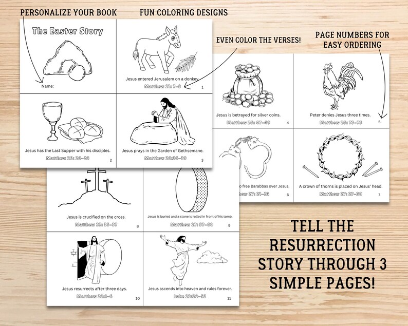 Easter Story Mini Book: Bible Coloring Craft (digital Download) - Etsy