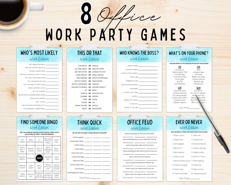 Office Party Games Work Party Games Staff Games Team - Etsy