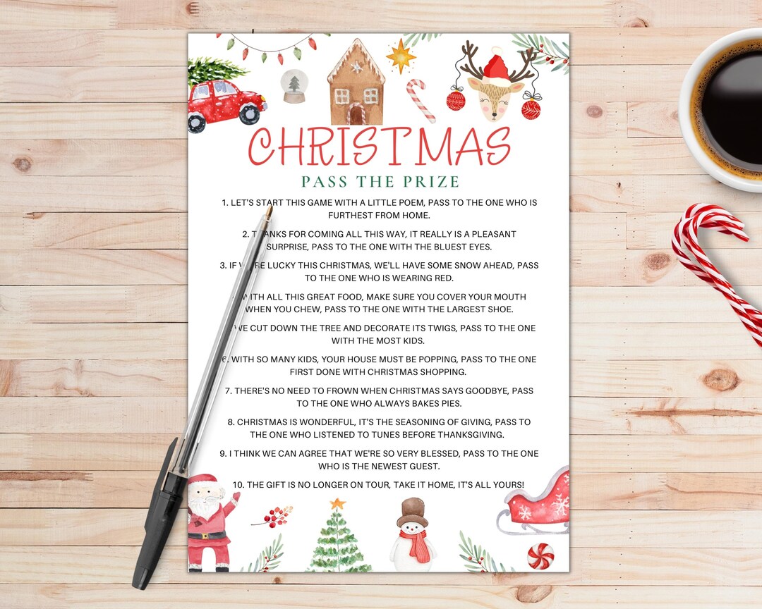 Pass the Prize Christmas Game Christmas Pass Game - Etsy