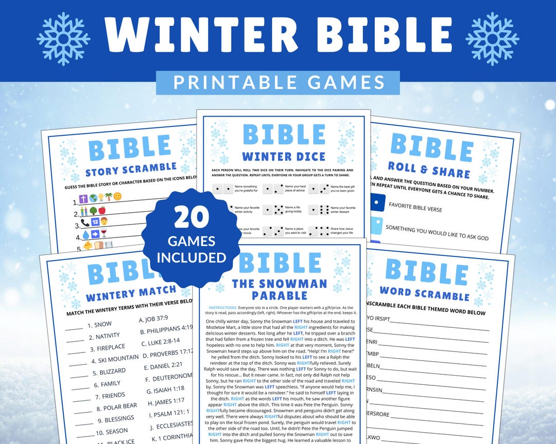 Winter Bible Games | Printable Bible Games | Winter Christian Games ...