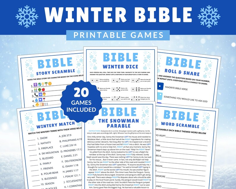 Winter Bible Games | Printable Bible Games | Winter Christian Games ...