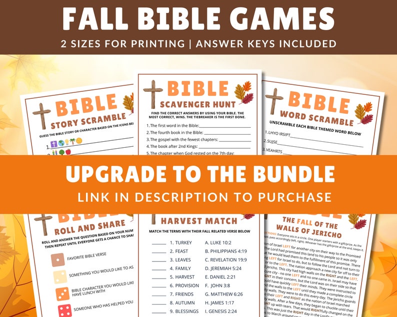 Fall Bible Harvest Match Game: Sunday School Printable (digital ...