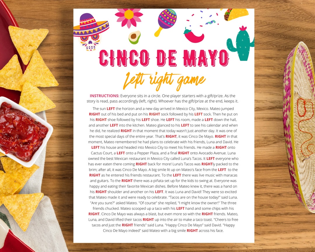 Cinco De Mayo Left Right Game | Cinco De Mayo Game | Cinco De Mayo ...