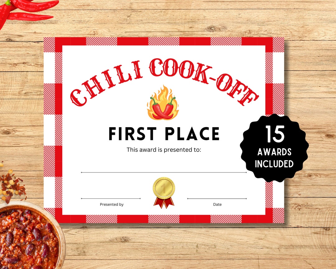 Chili Cook-off Awards | Chili Cook-off Certificates | Chili Cook-off ...