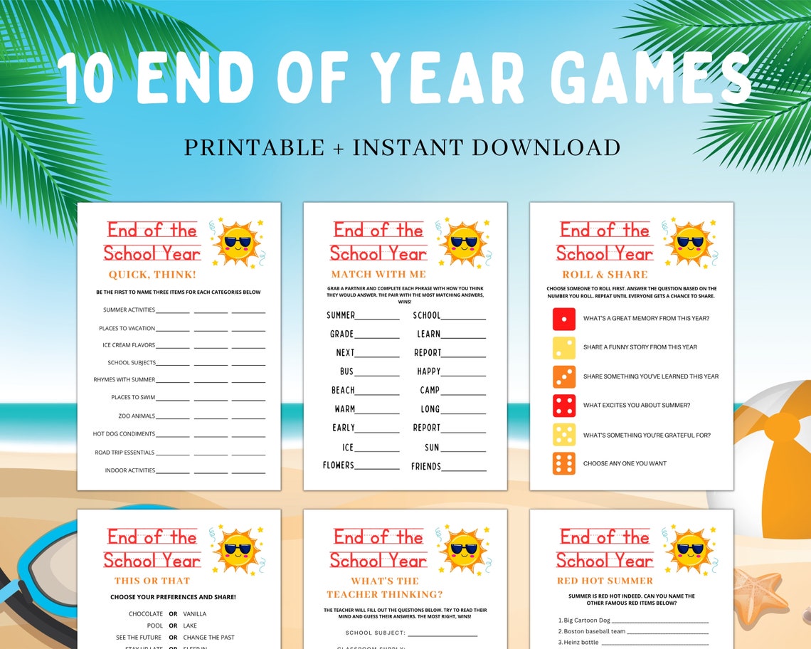 End of Year Party Games Last Day of School Games End of - Etsy