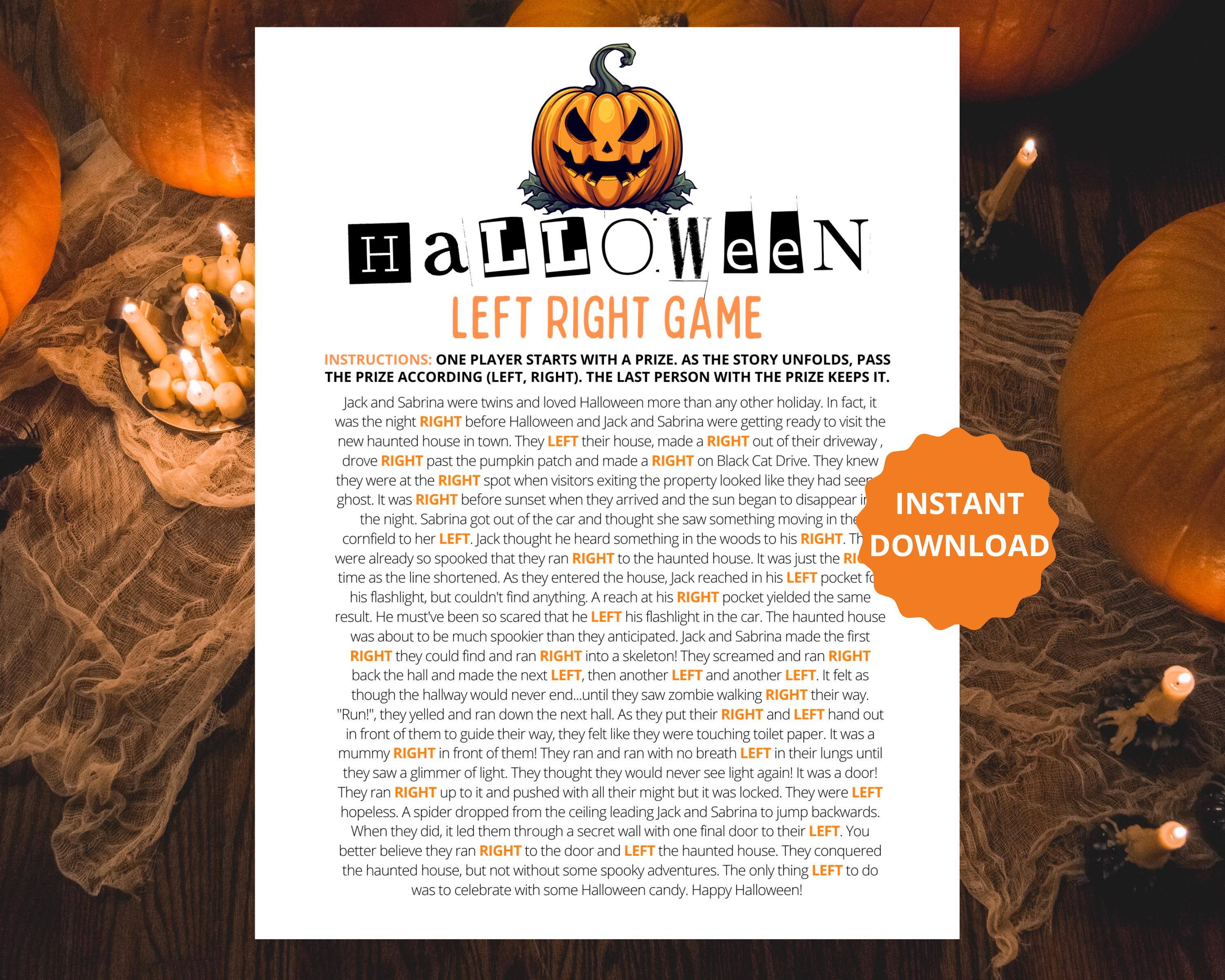 Halloween Left Right Game | Printable Party Activity (digital Download ...