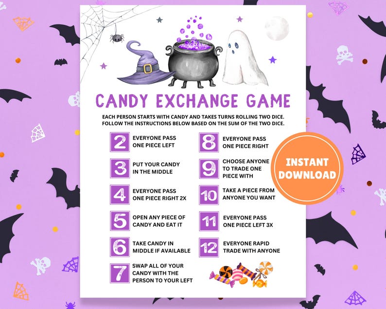 Halloween Candy Exchange Dice Game: Fun Printable (digital Download) - Etsy
