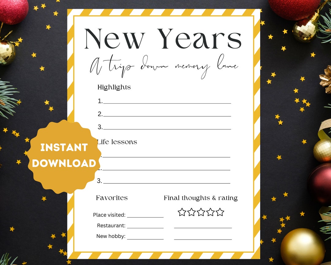 New Year's Resolutions Fun New Years Game 2024 Game New Year's Eve Game ...