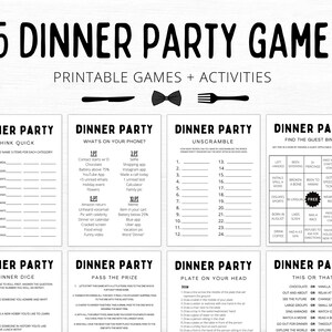 Dinner Party Games Printable Dinner Party Games Dinner - Etsy