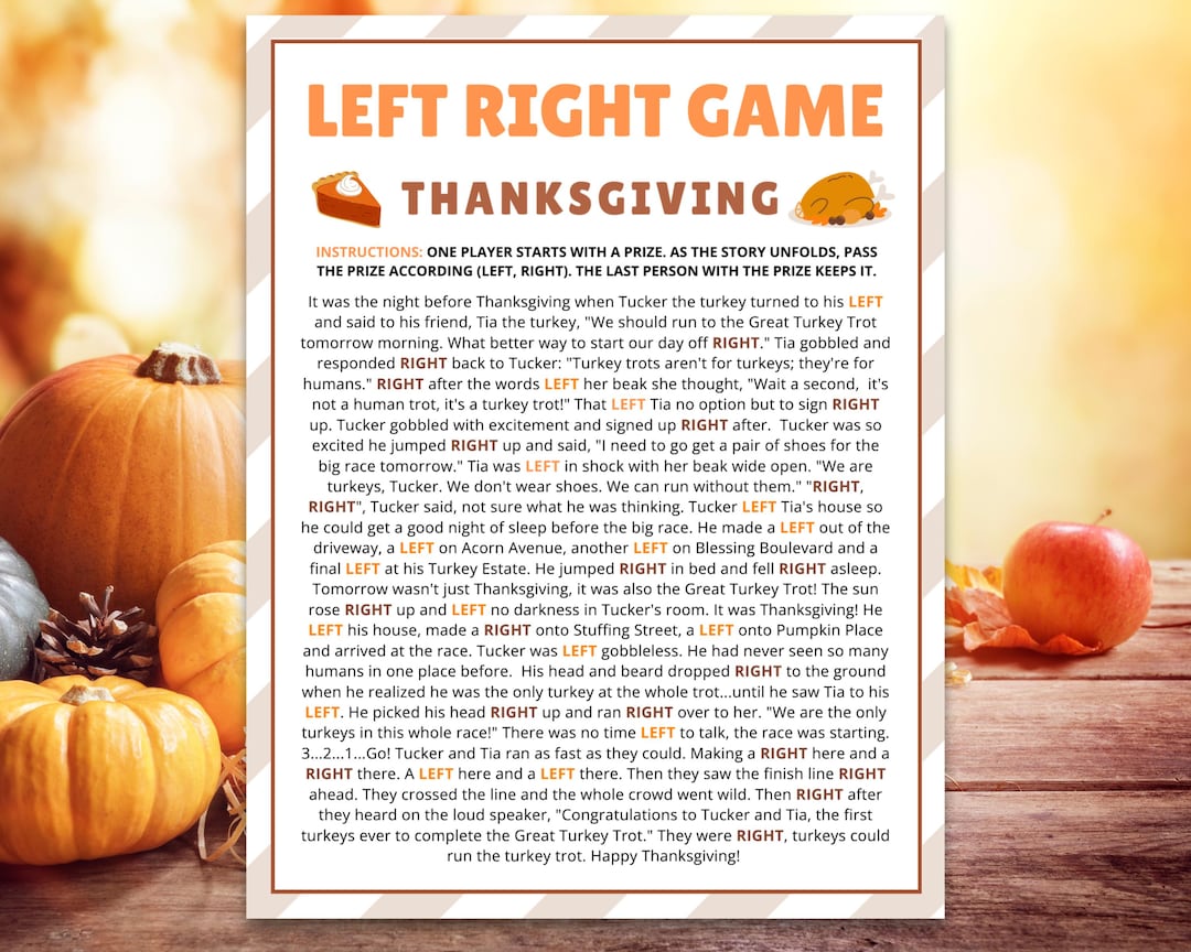 Thanksgiving Left Right Game | Thanksgiving Party Game | Thanksgiving ...
