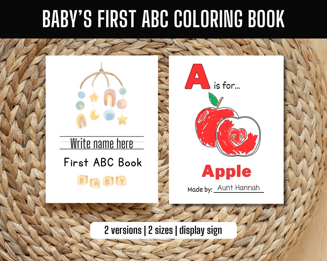 ABC Baby Shower Book | Baby First ABC Book | Baby Shower Coloring ...