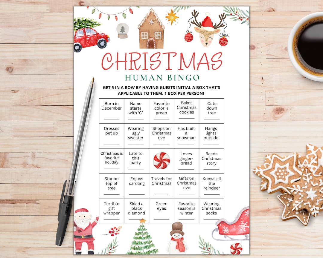 Christmas Find the Guest Bingo Christmas Party Games Christmas Bingo ...