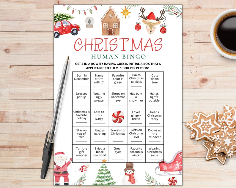 Christmas Find the Guest Bingo | Christmas Party Games | Christmas ...