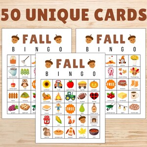 Fall Bingo | Fall Bingo Cards | Autumn Bingo | Printable Fall Games ...