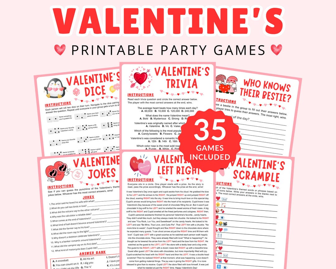 Valentine's Games | Valentine's Party Games | Printable Valentines ...