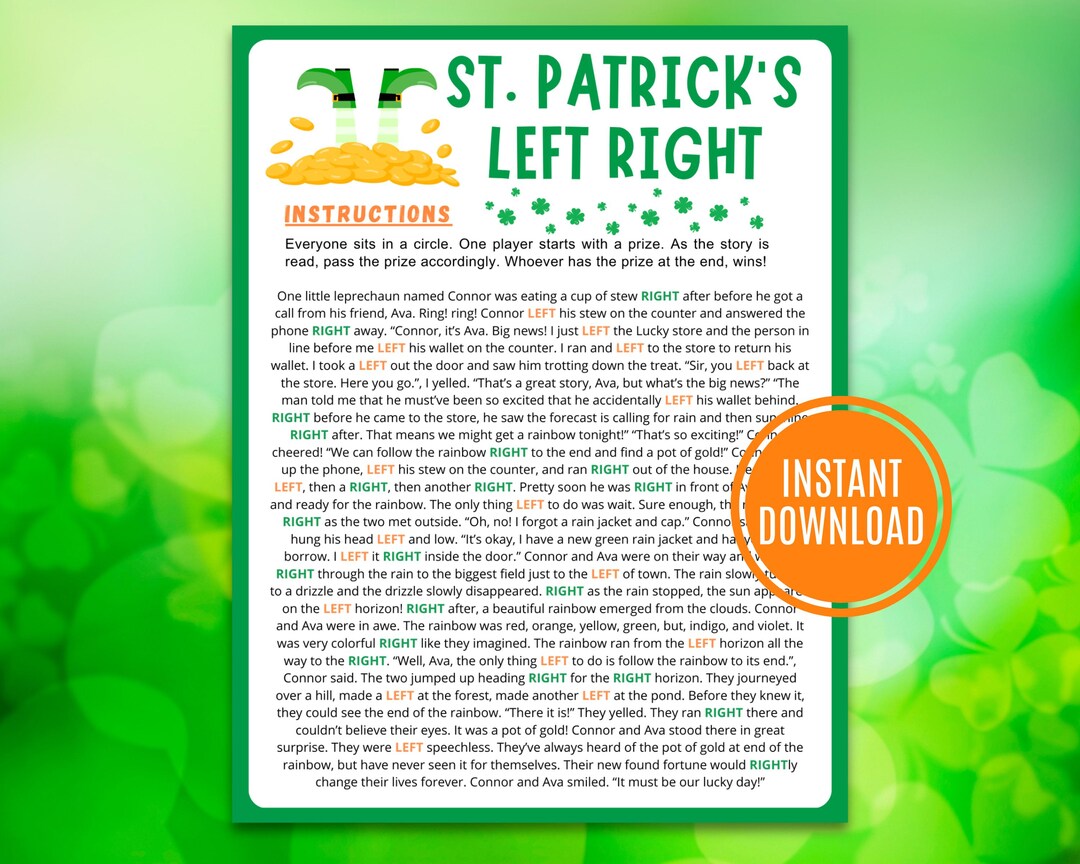 St Patricks Day Left Right Game | St Patricks Day Icebreaker ...