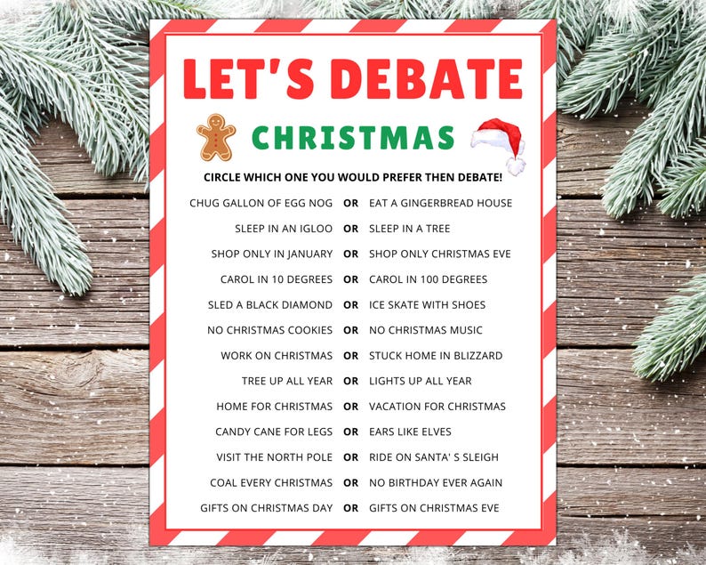 Christmas Debate Game | Christmas This or That | Christmas Family Game ...