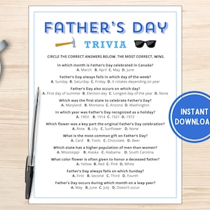 Father's Day Trivia | Father's Day Game | Fathers Day Activity | Fun ...