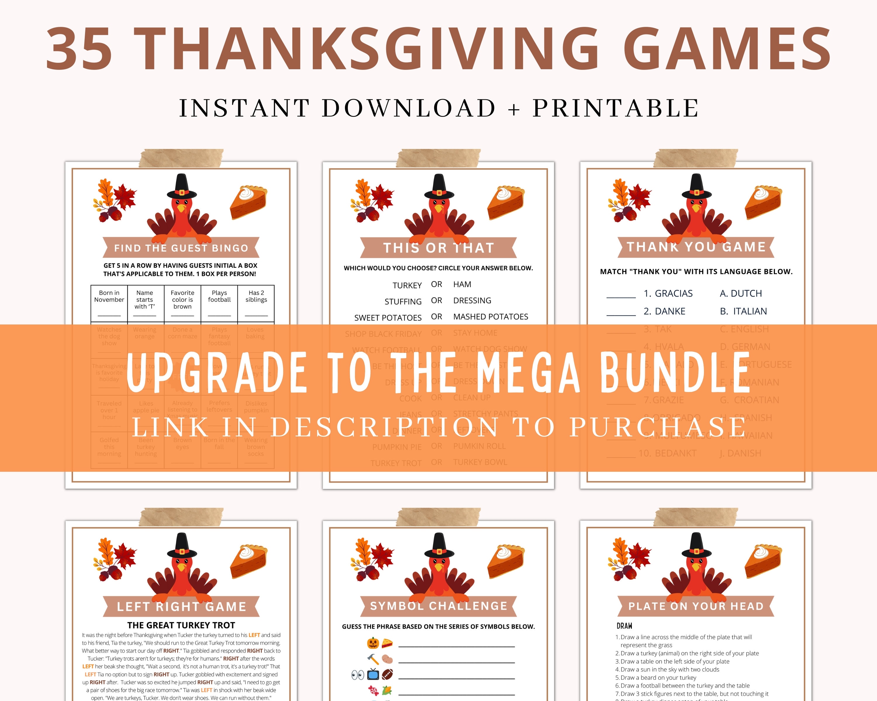 Turkey Thinking Thanksgiving Game | Printable Family Activity (digital ...
