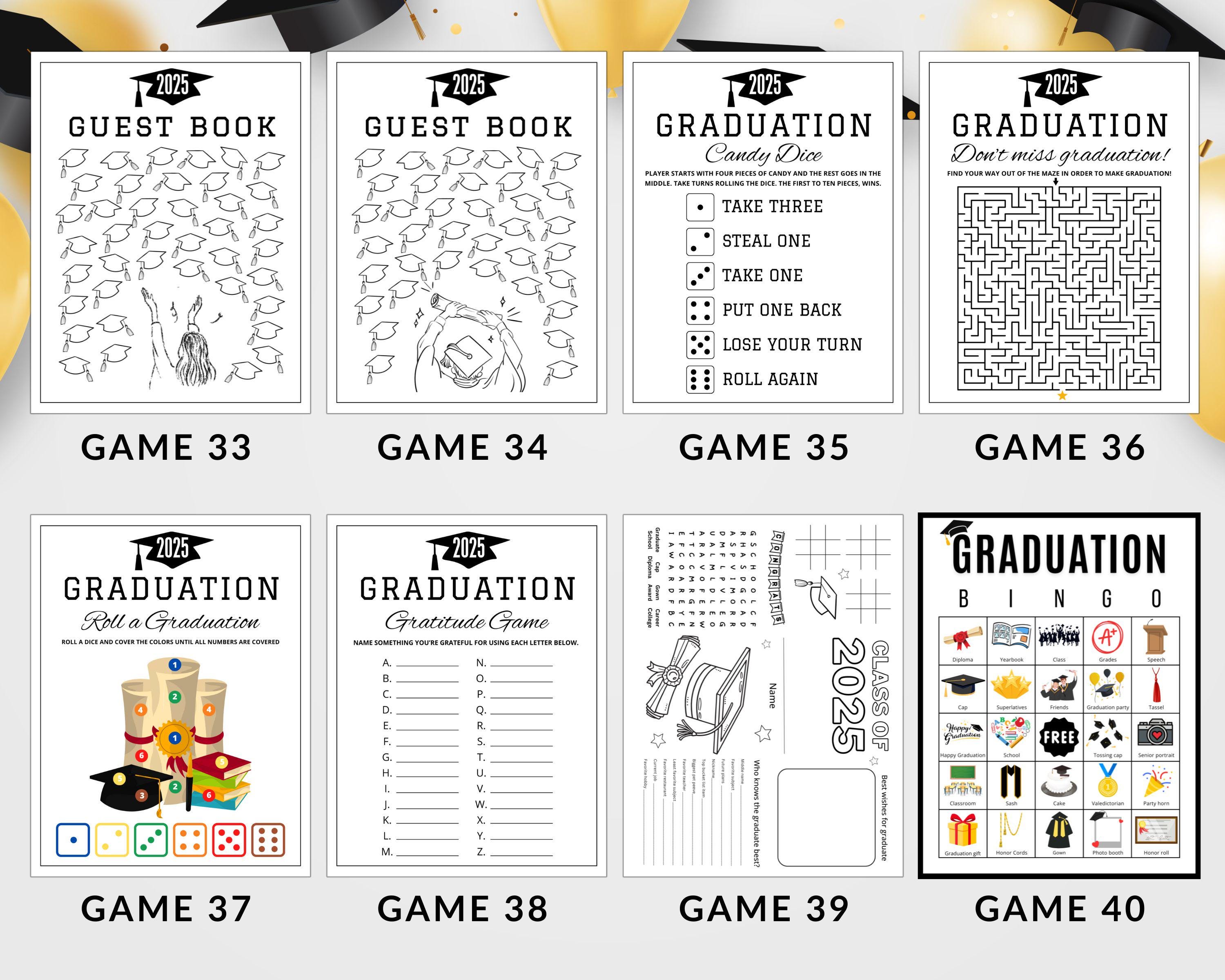 2025 Graduation Games | Graduation Party Games | Printable Graduation ...