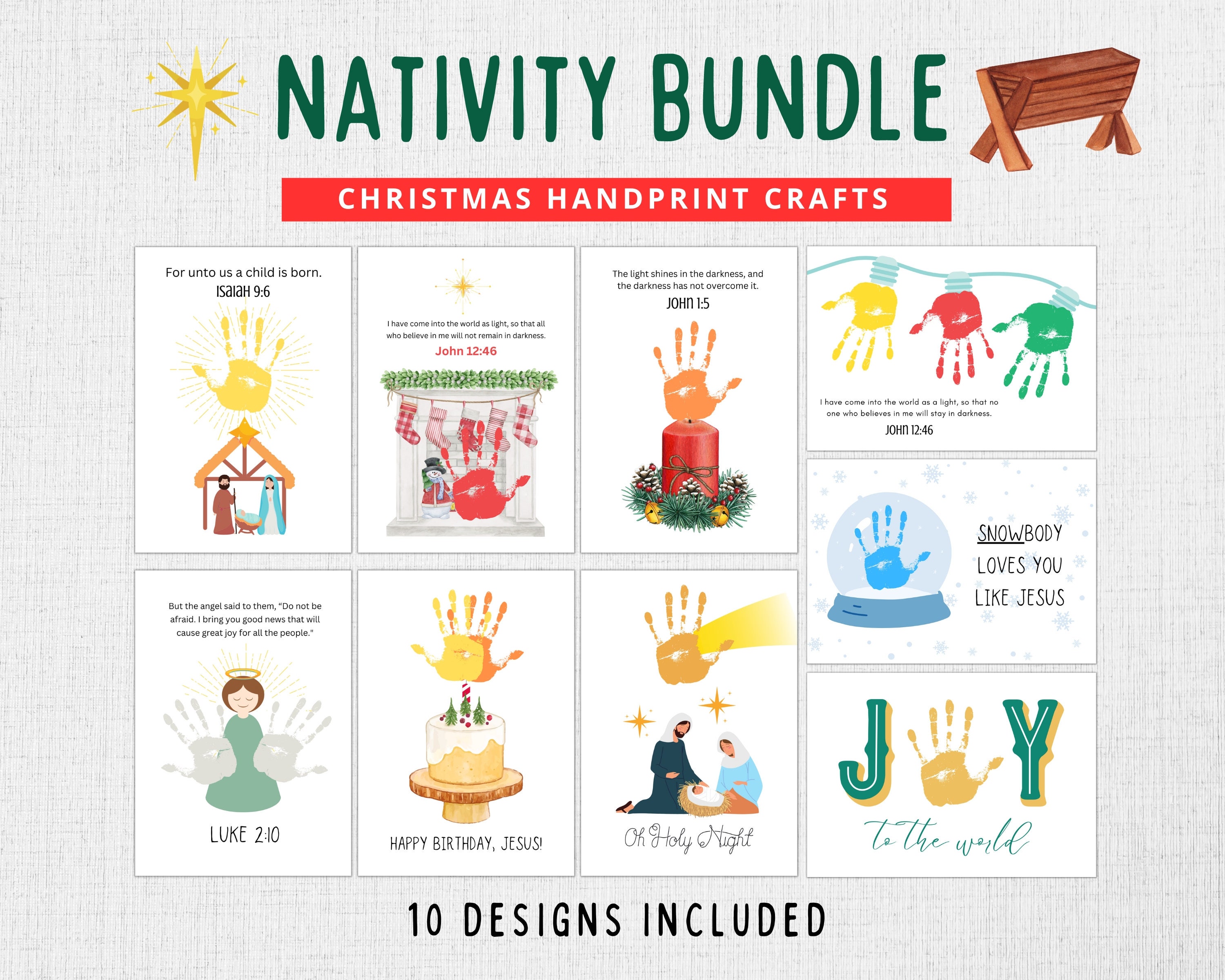 Nativity Christmas Handprint Craft Bundle | Christian Keepsake (digital ...