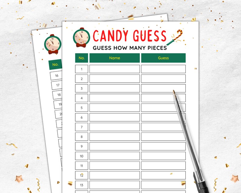 New Years Candy Guessing Game | Printable Party Activity (A4) - Etsy