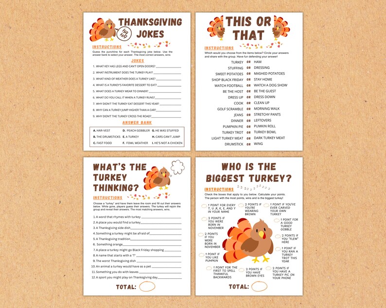 Thanksgiving Game Bundle: 10 Fun Party Games (digital Download) - Etsy