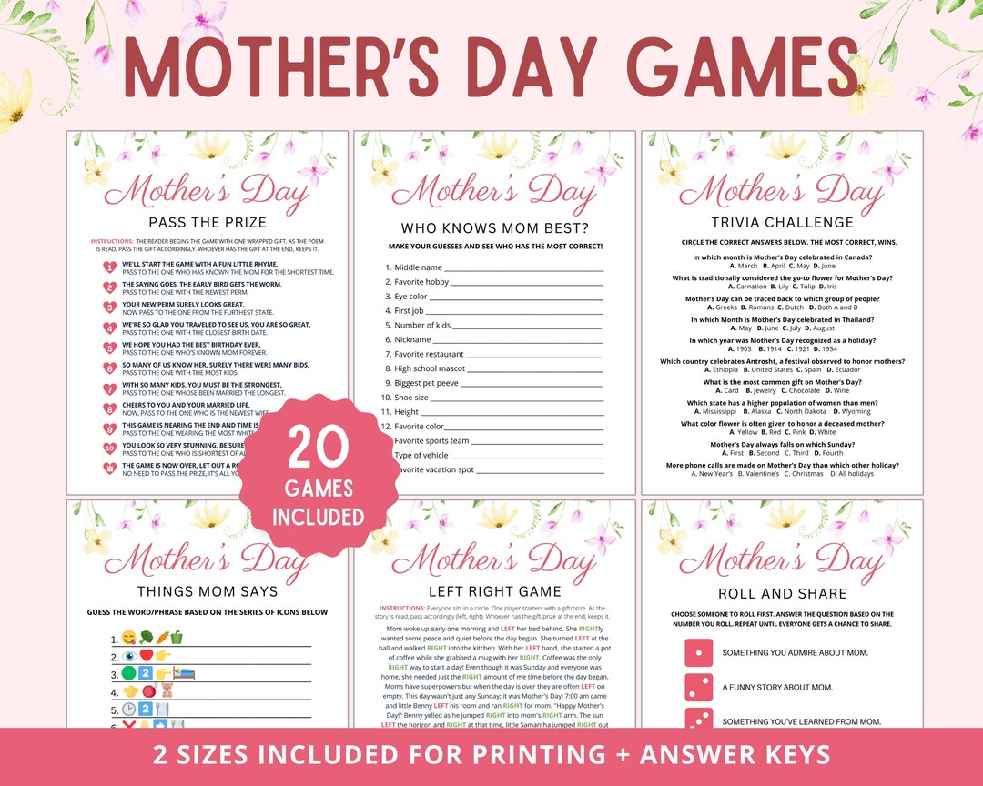 Mothers Day Games | Mothers Day Brunch Games | Mother's Day Activities ...