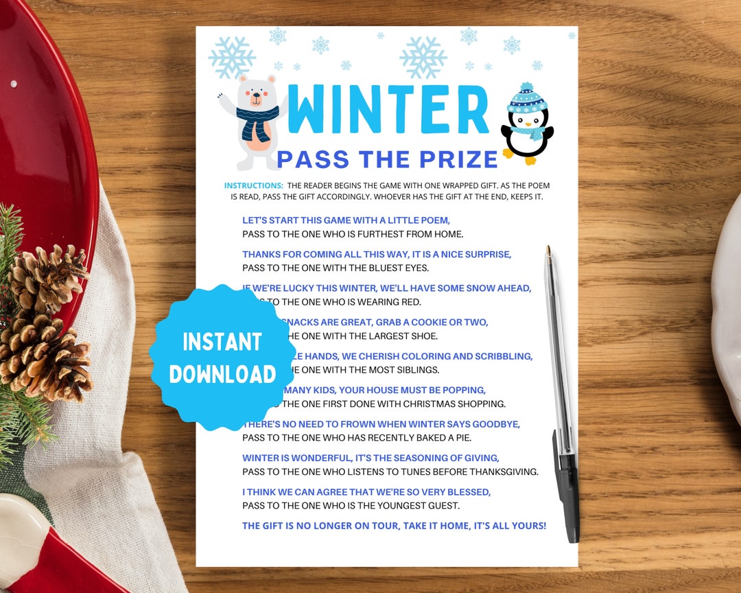Winter Pass the Prize | Winter Activities School | Winter Classroom ...