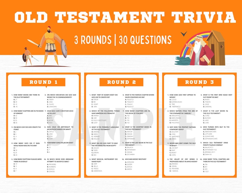 Old Testament Bible Trivia Game: Church & Family Fun (printable) - Etsy
