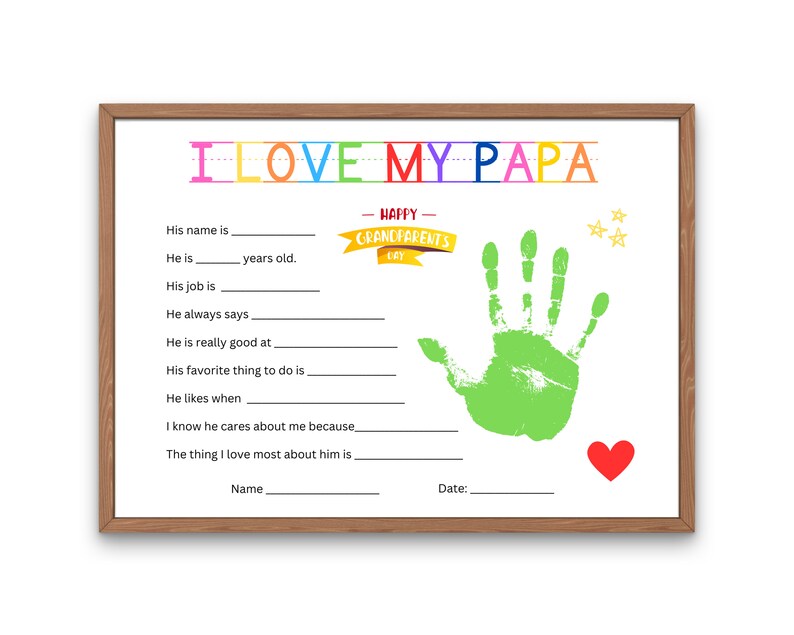 Papa Handprint Craft: Grandparents Day Keepsake (digital Download) - Etsy