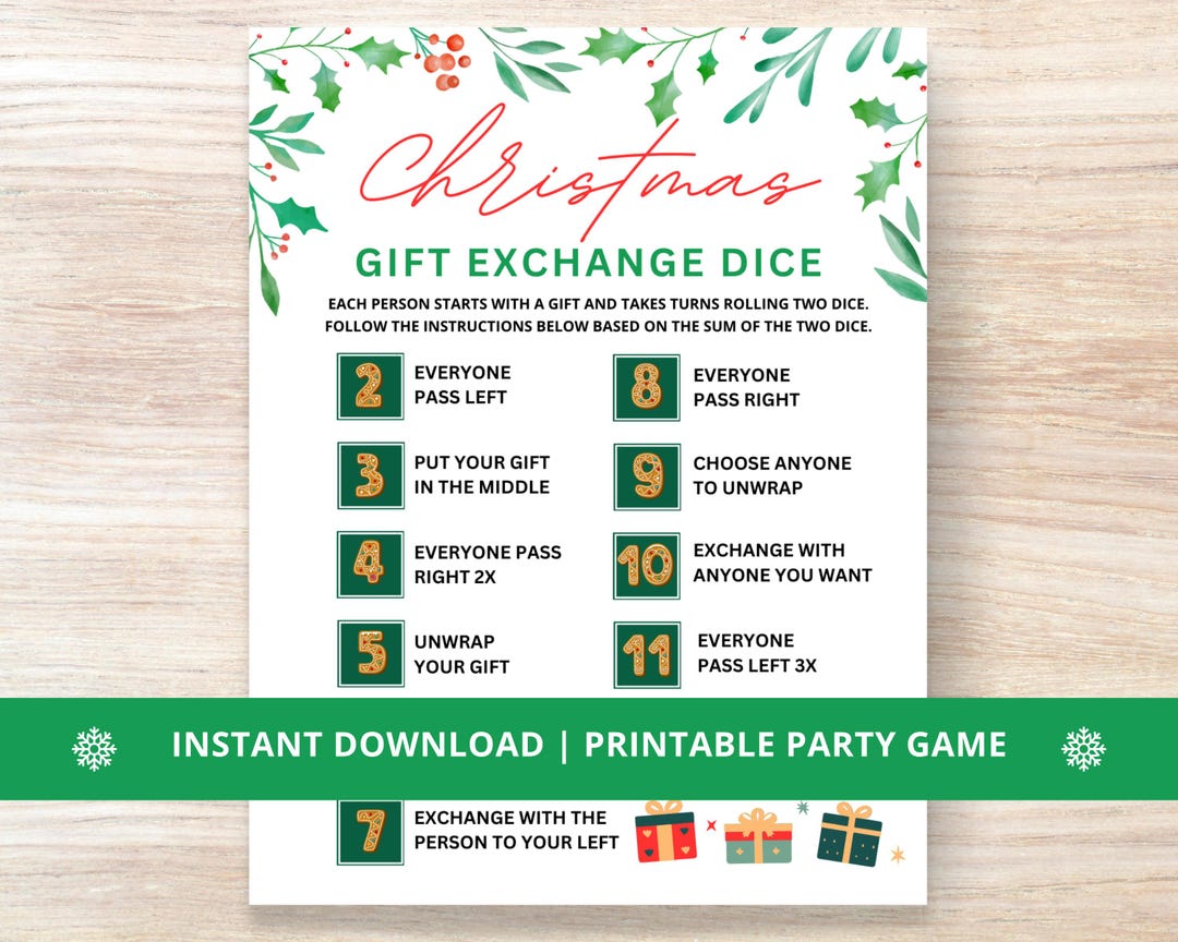 Gift Exchange Dice | Gift Exchange Game | Christmas Gift Exchange ...