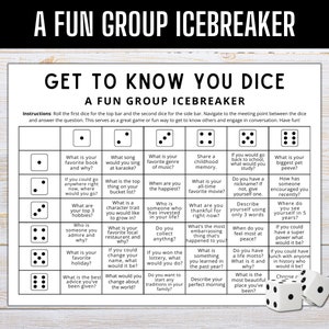 Get to Know You Dice Game: Fun Group Icebreaker (digital Download) - Etsy