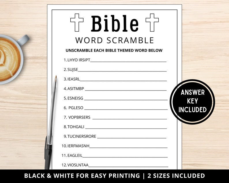 Bible Word Scramble Game | Printable Christian Activity (PDF Pattern ...