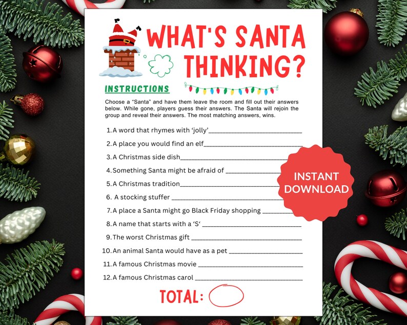 What's Santa Thinking? Christmas Party Game (digital Download) - Etsy