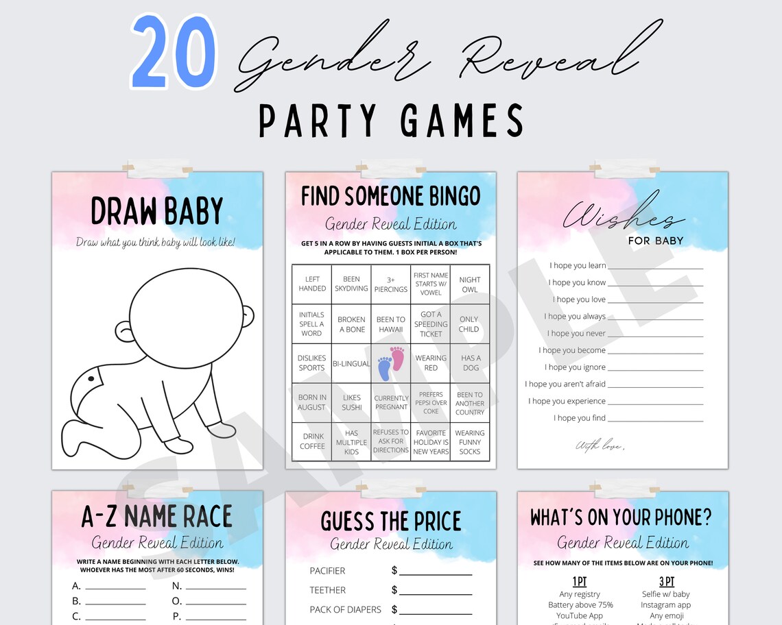 Gender Reveal Games Bundle Gender Reveal Games Gender - Etsy