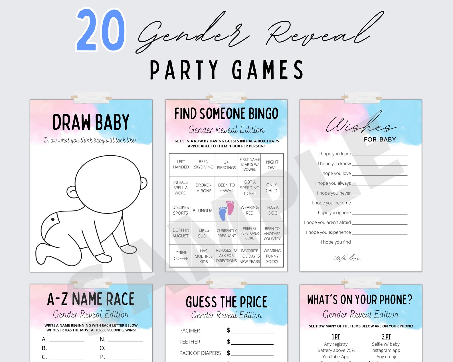 Gender Reveal Games Bundle Gender Reveal Games Gender - Etsy